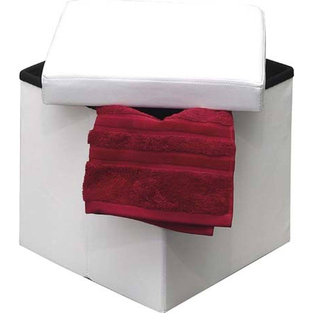 Tendance - Puf plegable pu mdf uni - blanco | Leroy Merlin