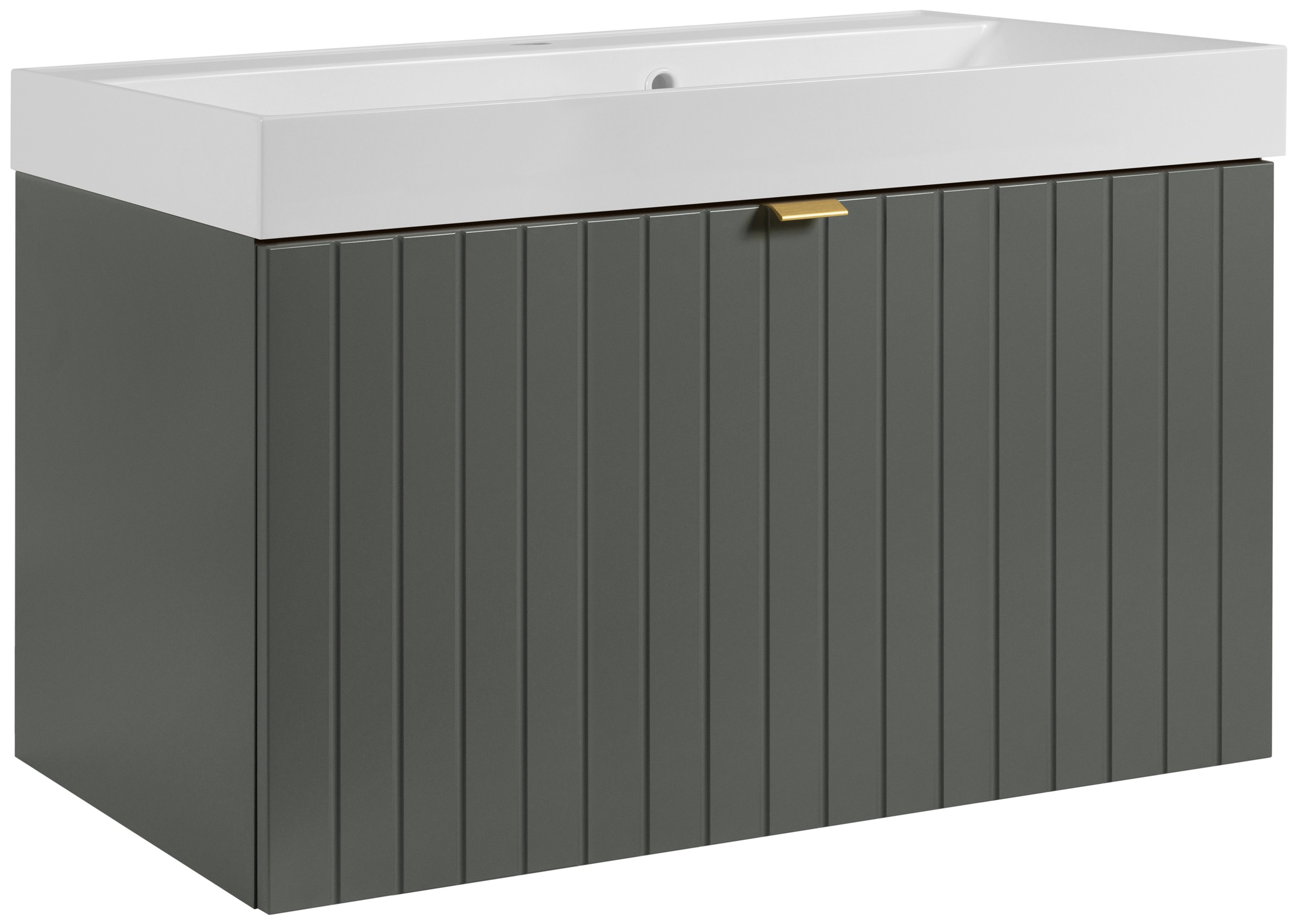 Meuble vasque suspendu HARMO 80 cm avec vasque encastrée en résine ...