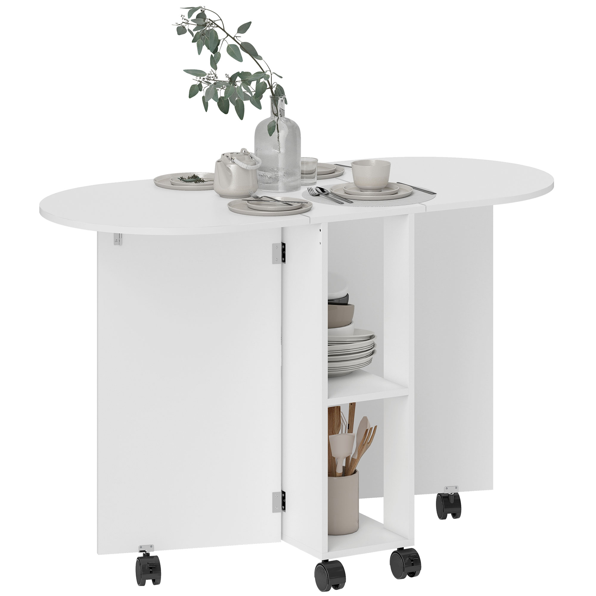 Table à manger pliante sur roulettes, table de cuisine pour 4 personnes ...