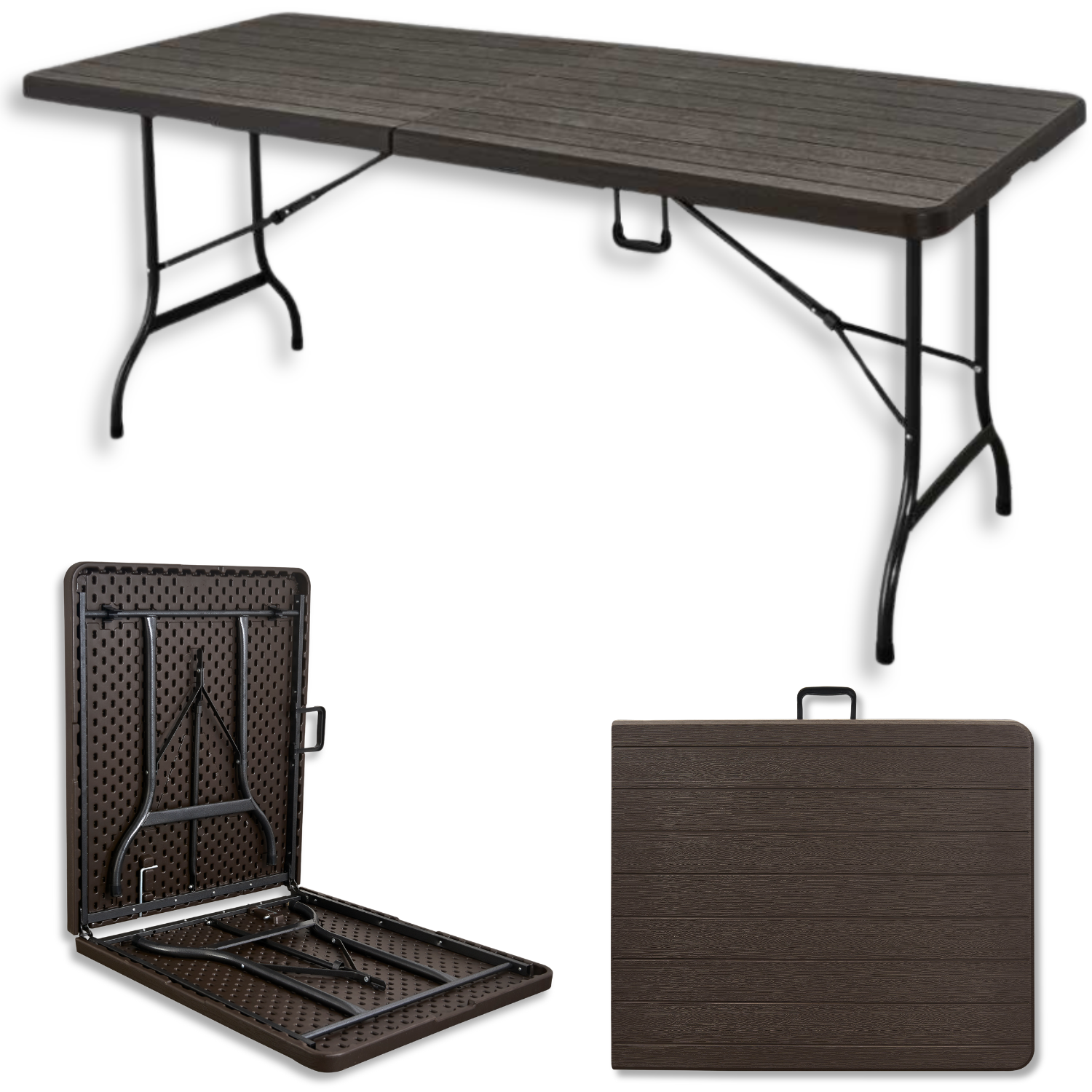 Table de jardin pliante 8 personnes 180 cm, imitation bois | Leroy Merlin