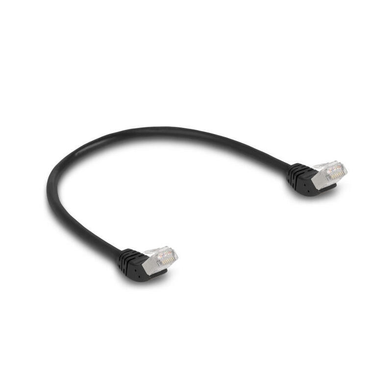 Delock 80260 c ble r seau rj45 cat.6a s/ftp 45 nach oben angulaire 0,5 m noir | Leroy Merlin