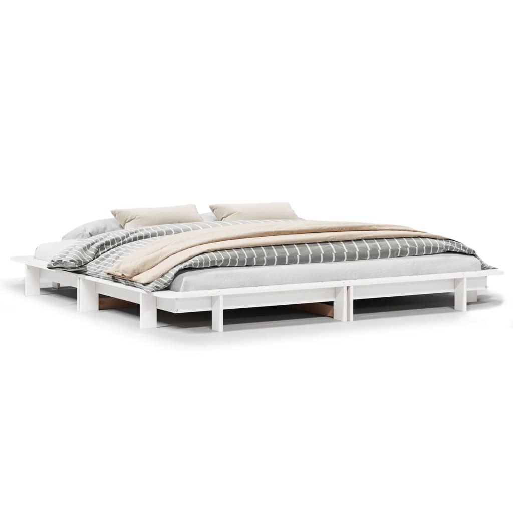 Lit Double | Lit Adulte | Cadre de lit sans matelas blanc 180x200 cm ...