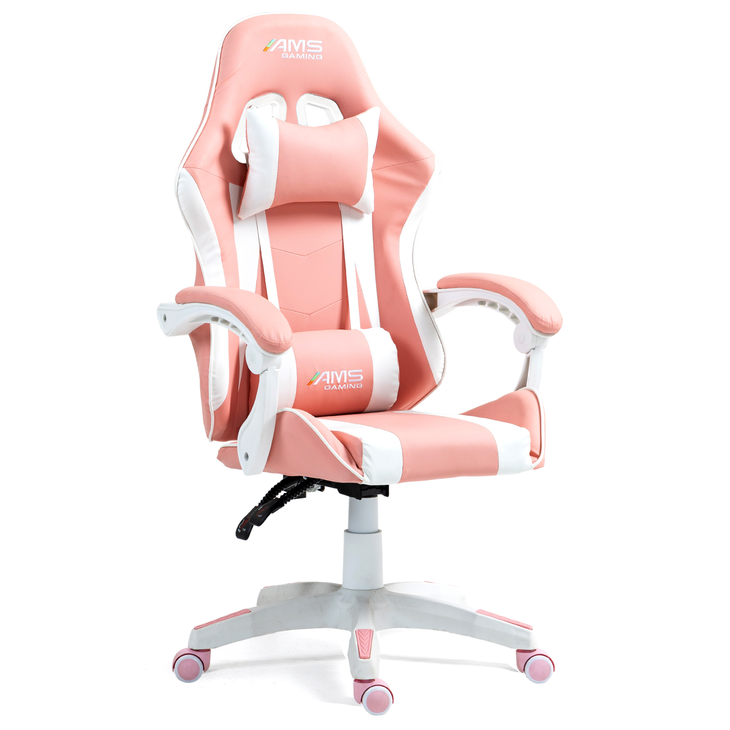 Chaise AMS-GAMING GAMER#02-PINK coloris noir & rose - coussin lombaire ...