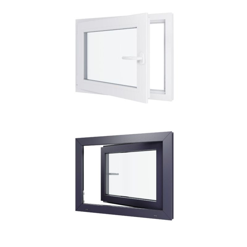 Finestra in PVC - Triplo vetro - Bicolore - Bianco e grigio - | Leroy ...