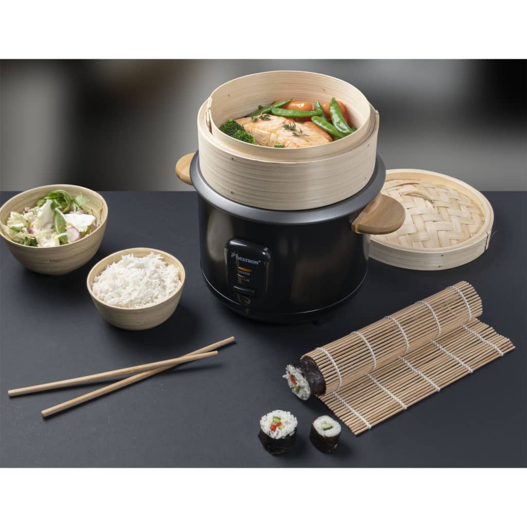 Cuiseur à riz avec set à sushi et à vapeur Bambou 1 L Noir Bestron ...
