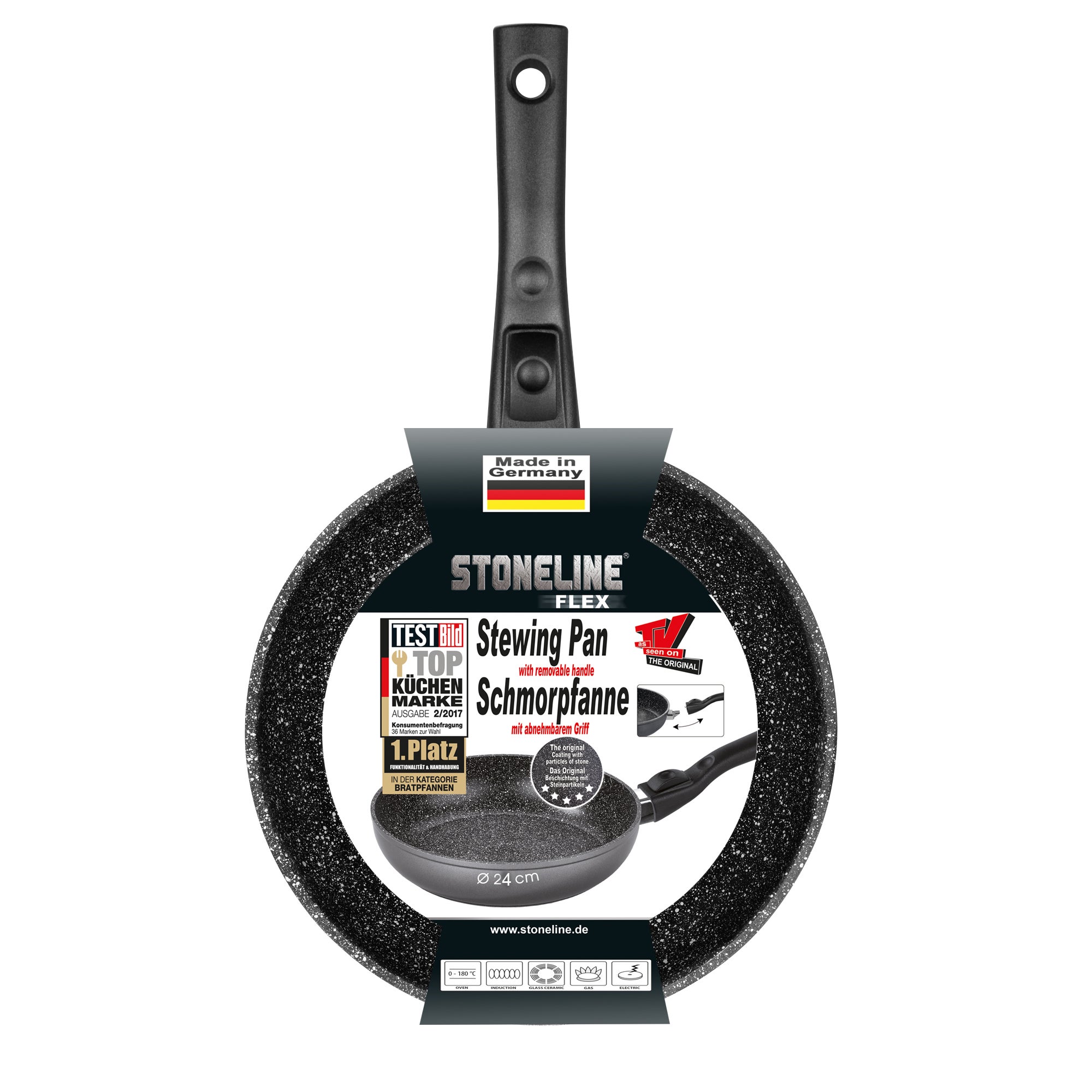 Tegame da stufato Flex Made in Germany 24 cm, con Manico Rimovibile ...