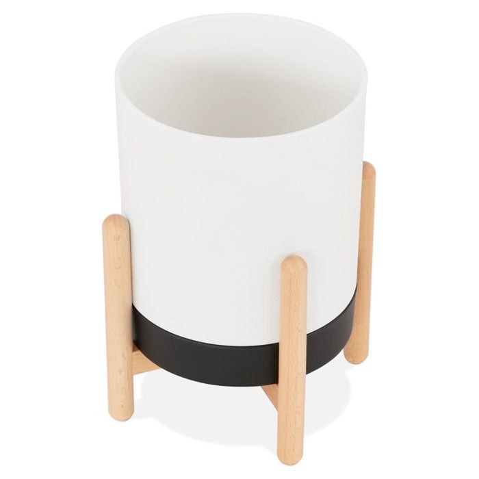 Cache-Pot Design "Jonea" 33cm Blanc & Noir | Leroy Merlin