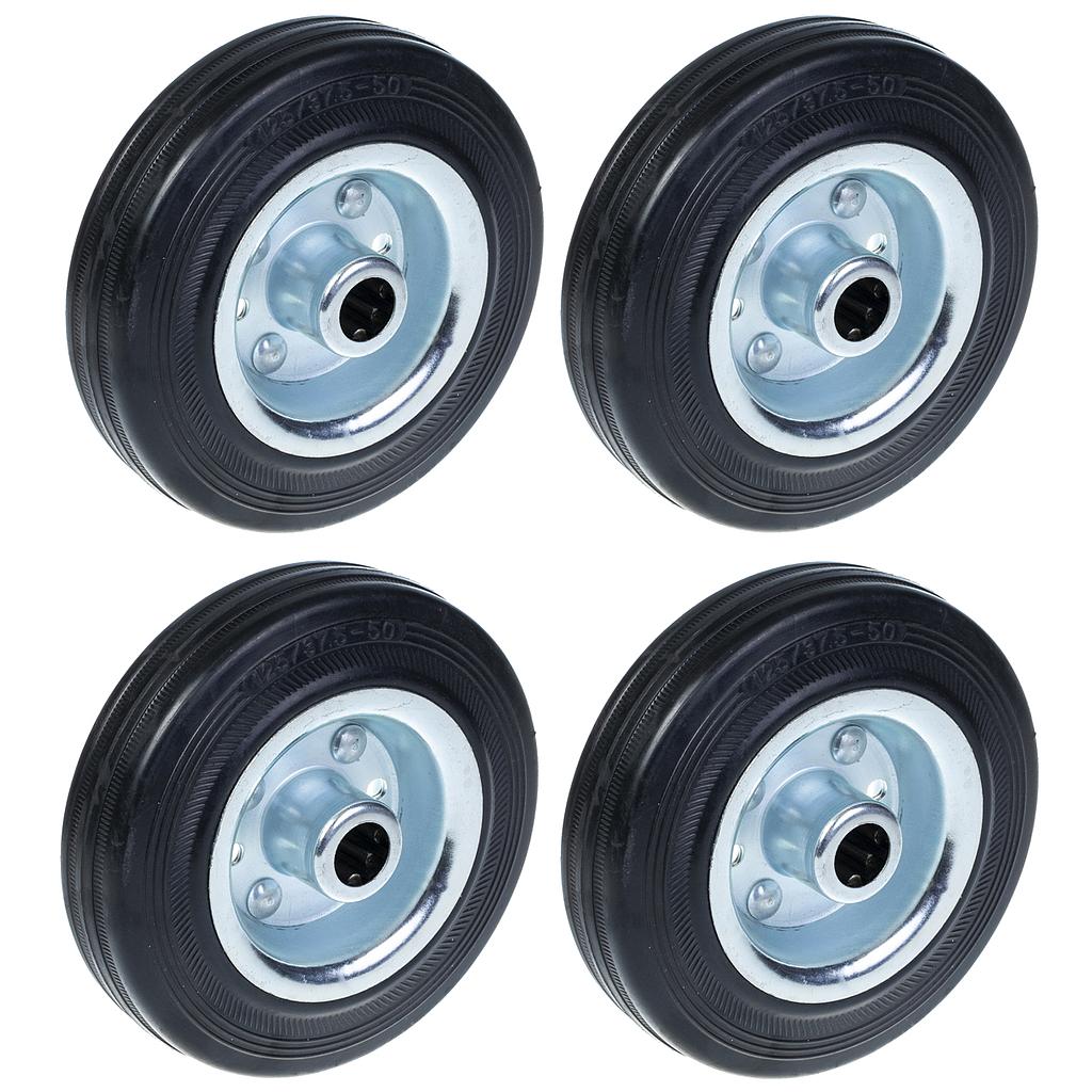 Roue 125mm 5" en caoutchouc noir avec centre en acier pressé 120kg ...