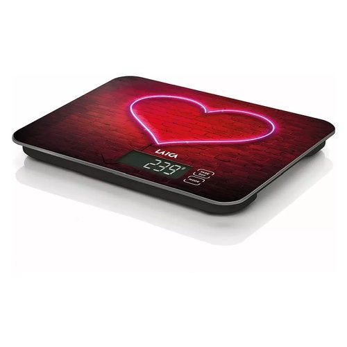 Báscula de cocina Laica Corazón Rojo Cristal templado | Leroy Merlin