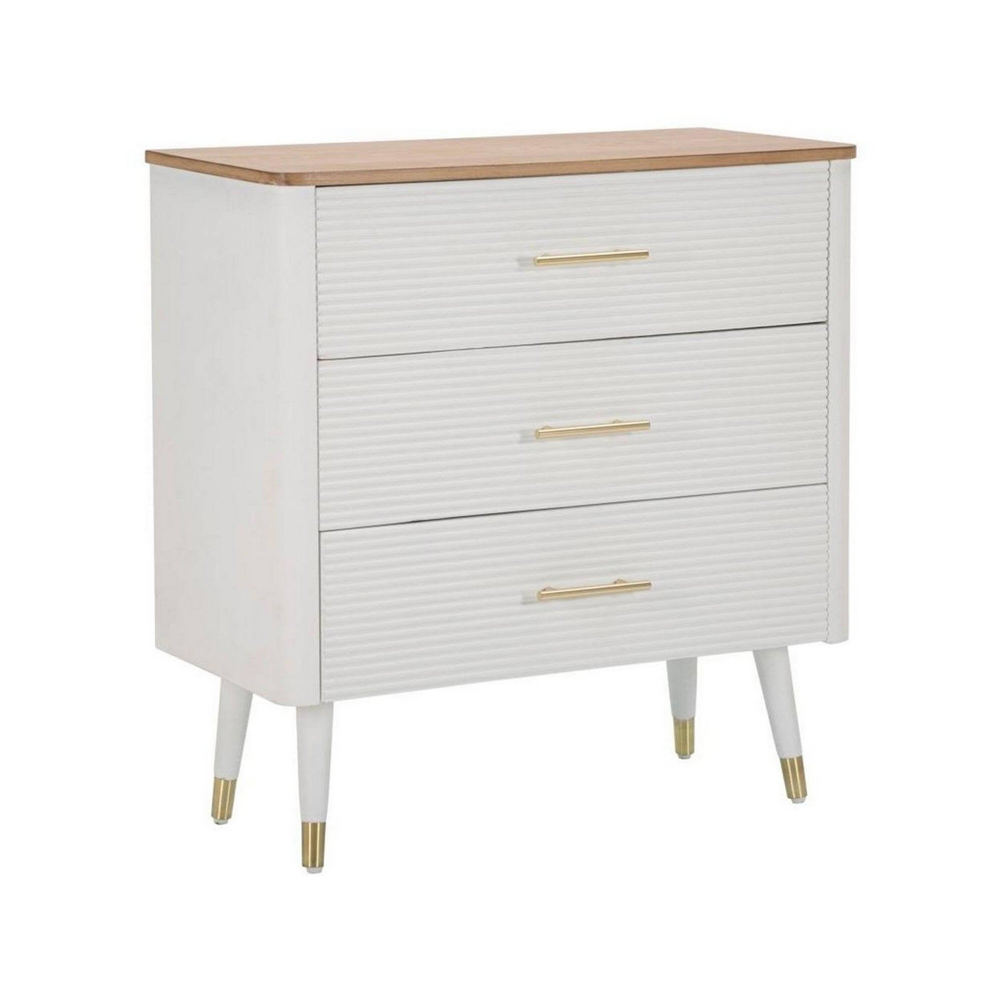 Commode Dmora Boissano 78x37x80h cm Blanc 3 Tiroirs, Ouverture et ...