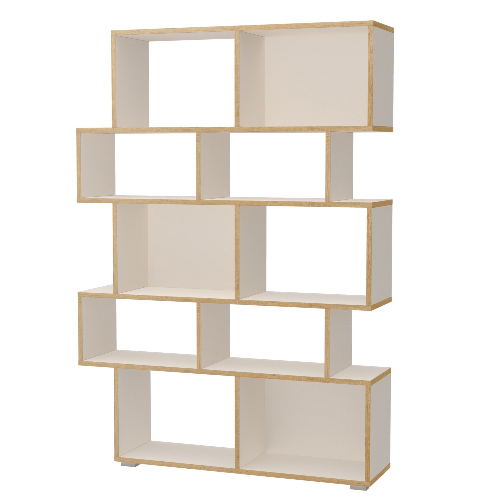 Librería RANDOM-B en melamina blanca mate con borde roble – cm ...