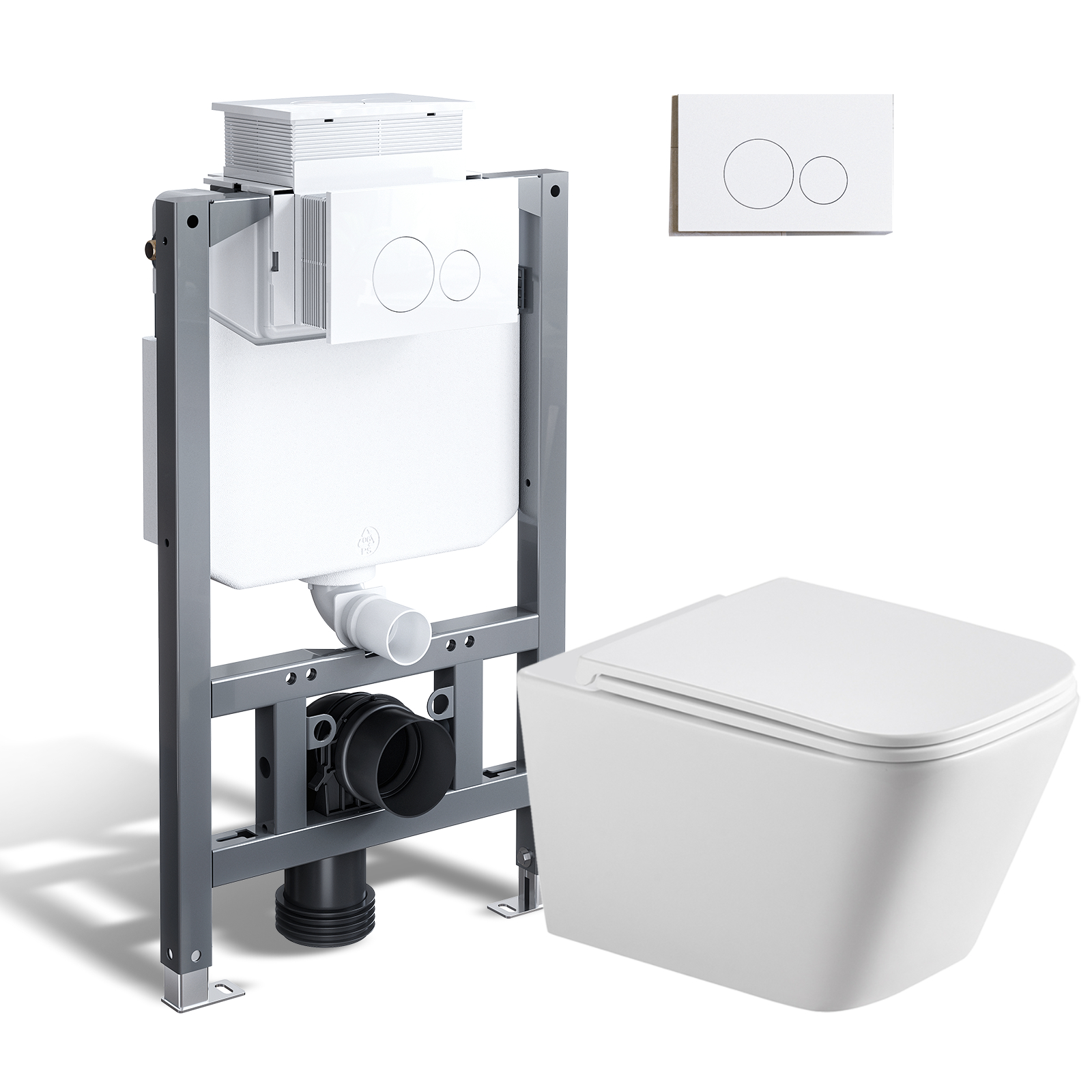 Complet Pack Carré WC Suspendu - 82 cm bâti-support pour WC à réservoir ...