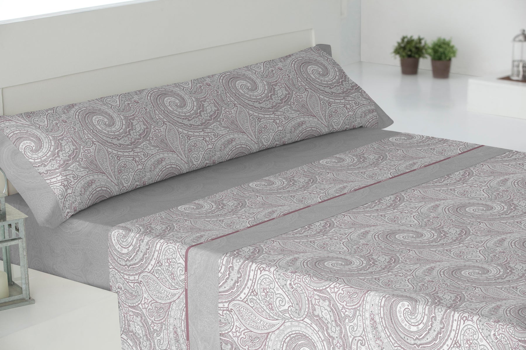 Juego de Sábanas 3 Piezas Paduana Acra Cama de 90 cm Gris | Leroy Merlin