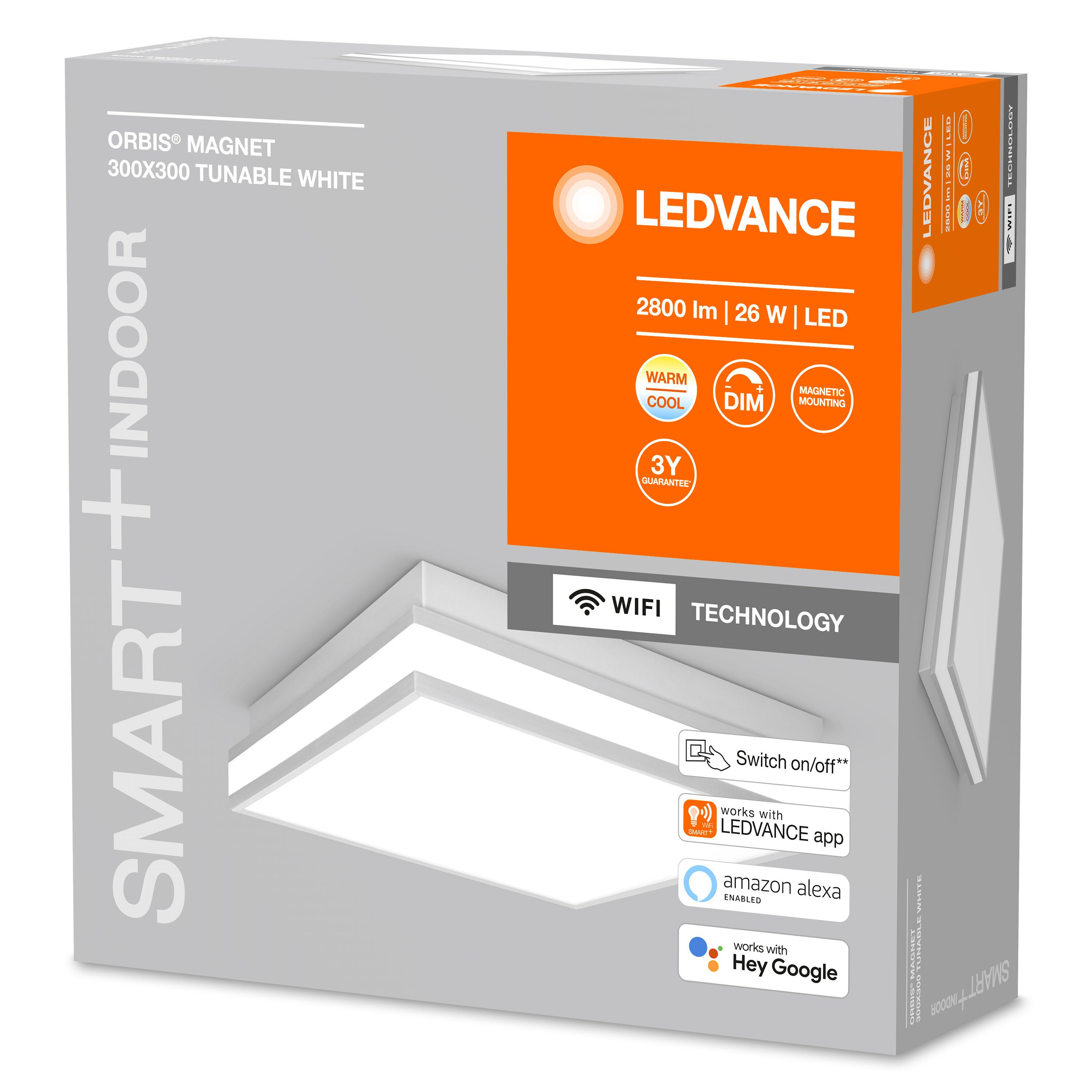 LEDVANCE ORBIS MAGNET SMART+ Wi-Fi 30x30cm gris, plafonnier LED à ...