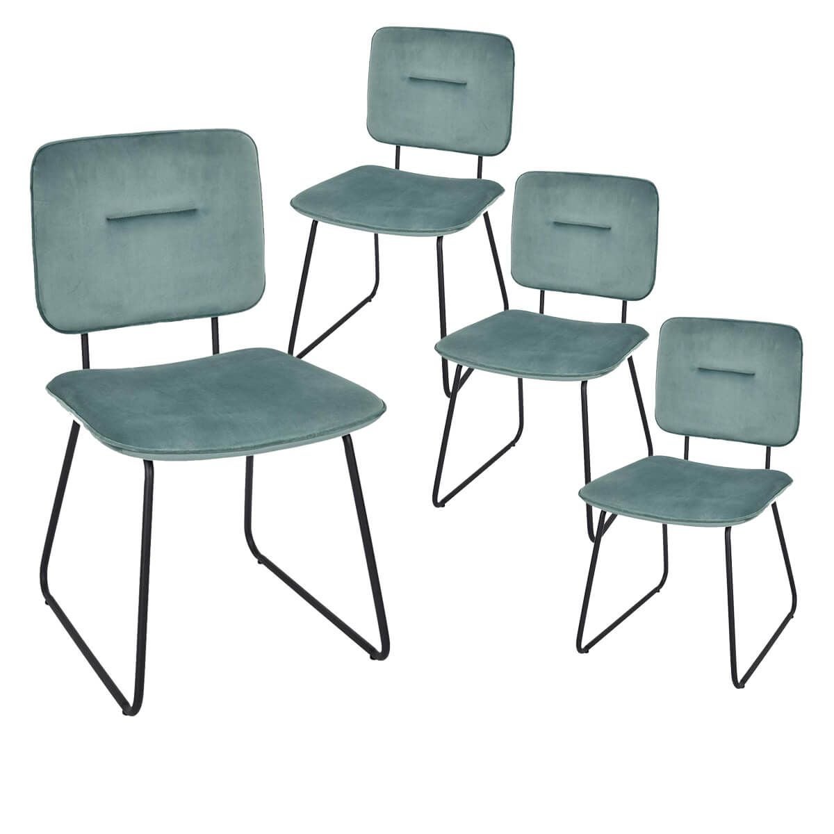 VINCE - Lot de 4 Chaises Velours Bleu Céladon | Leroy Merlin