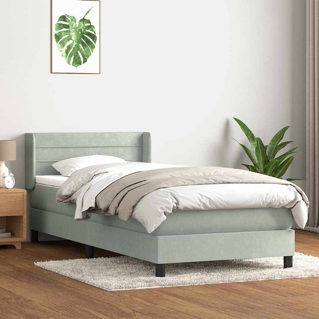 Cama box spring con colchón terciopelo gris claro 80x210 cm | Leroy Merlin