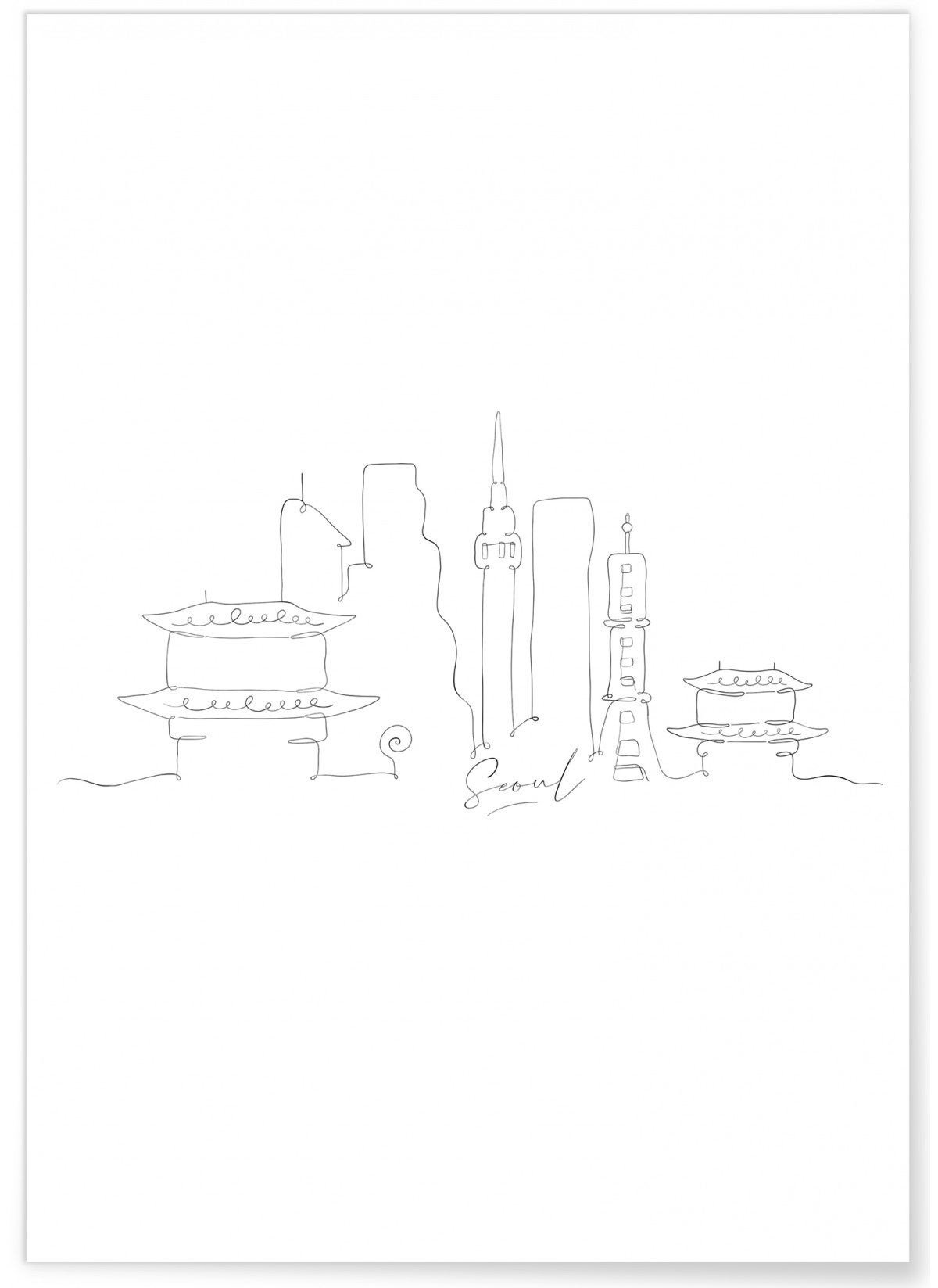 Affiche Line Art Séoul - Format A3 - | Leroy Merlin