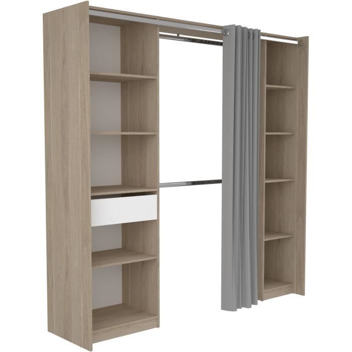 EKIPA - Kit Dressing - 2 Colonnes - 1 tiroirs - 10 étageres - Décor ...