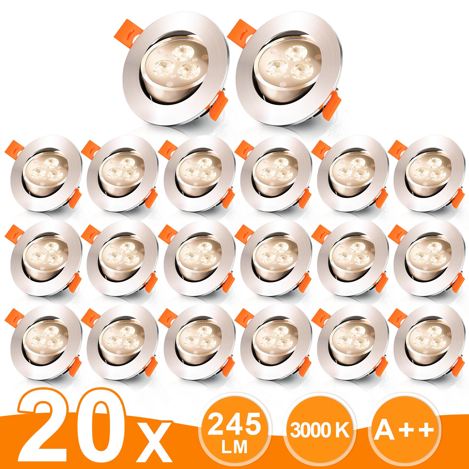 20x spots encastrables LED spot encastrable 3W blanc chaud spots ...