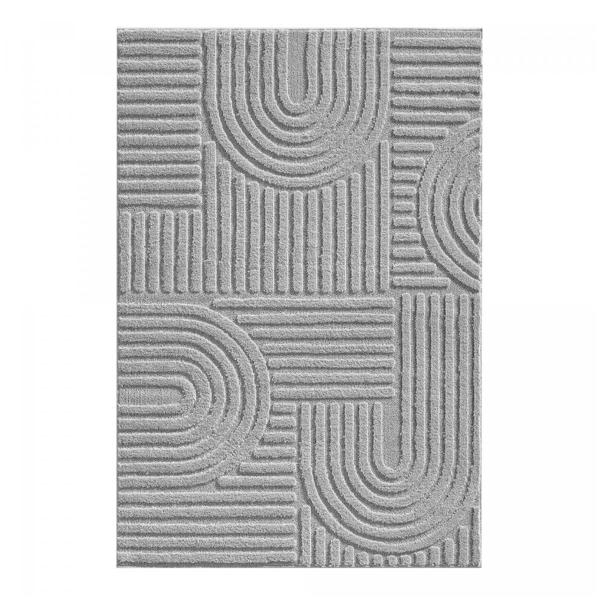 Alfombra salón 160 x 230 cm, gris, motivo geométrico en relieve, NOOR ...