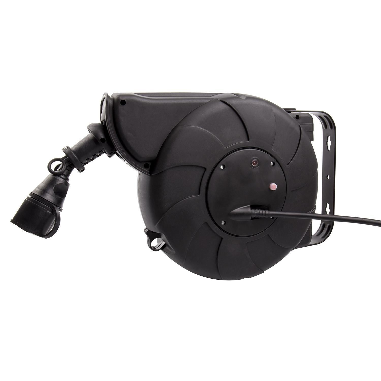 Enrouleur électrique automatique 11m + 2m IP44 Mural Noir | Leroy Merlin