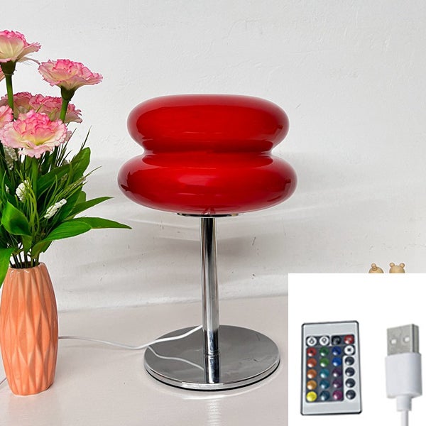 Lampe de table de chevet en verre avec télécommande colorée USB, lampe ...