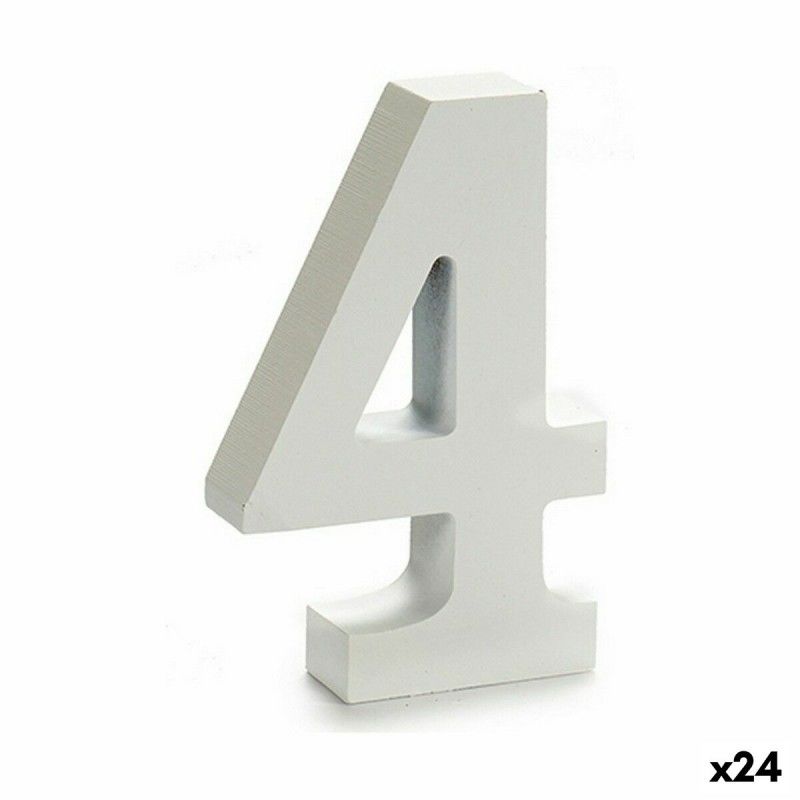 Número 4 Madera Blanco (2 x 16 x 14,5 cm) (24 Unidades) 4899888524465 ...