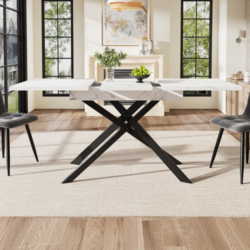 Table de salle à manger télescopique (120-160 cm), table extensible ...