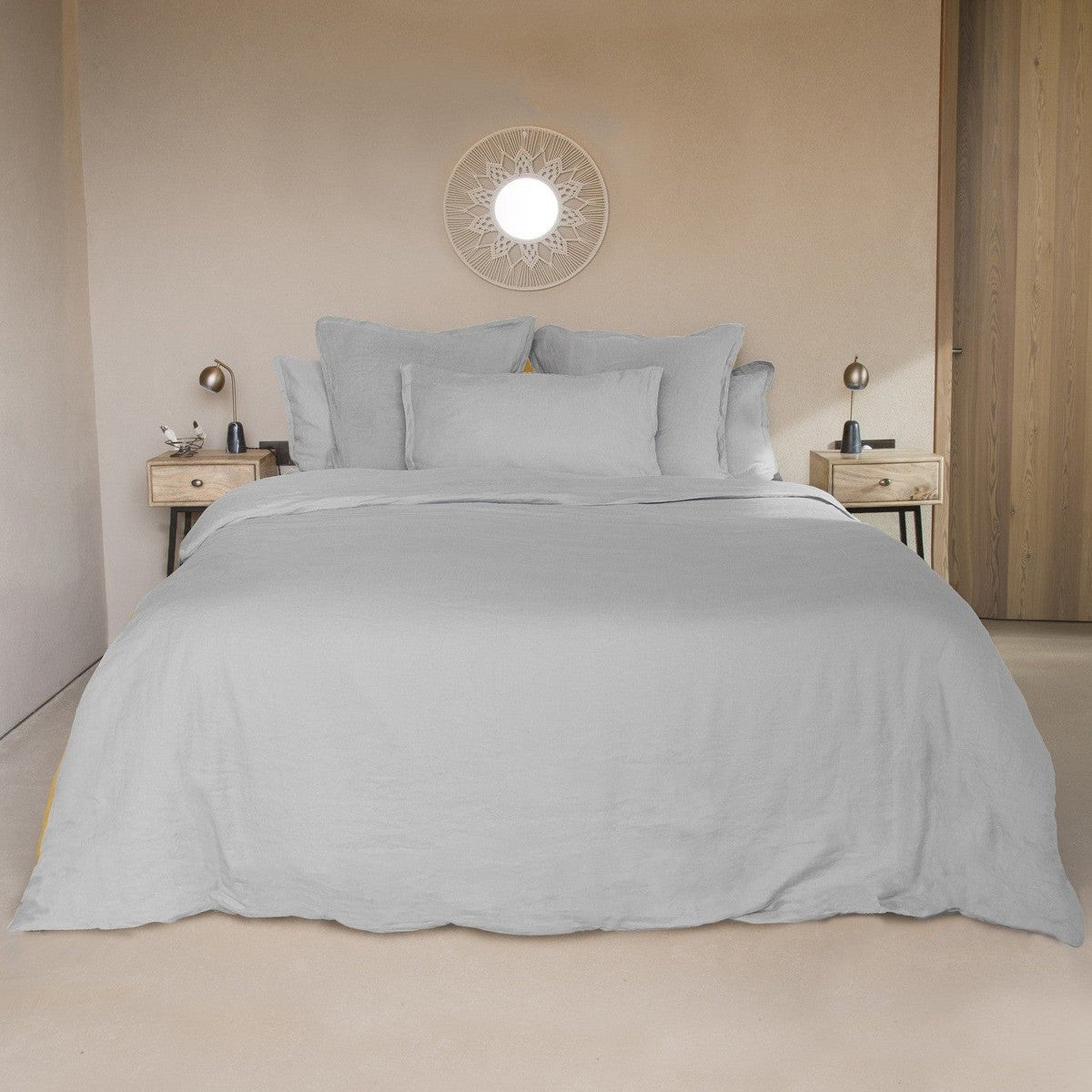 Housse de couette 260x240 lin lavé gris perle | Leroy Merlin