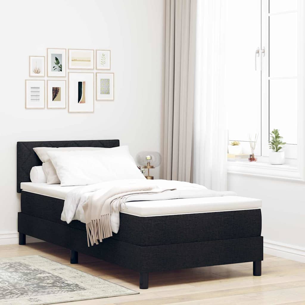 Cama tipo Box Spring con cojín Negro 90 x 200 cm tela | Leroy Merlin