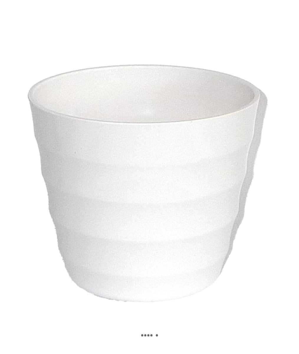 Pot en plastique blanc brillant cache pot H 17 cm D 20 cm | Leroy Merlin