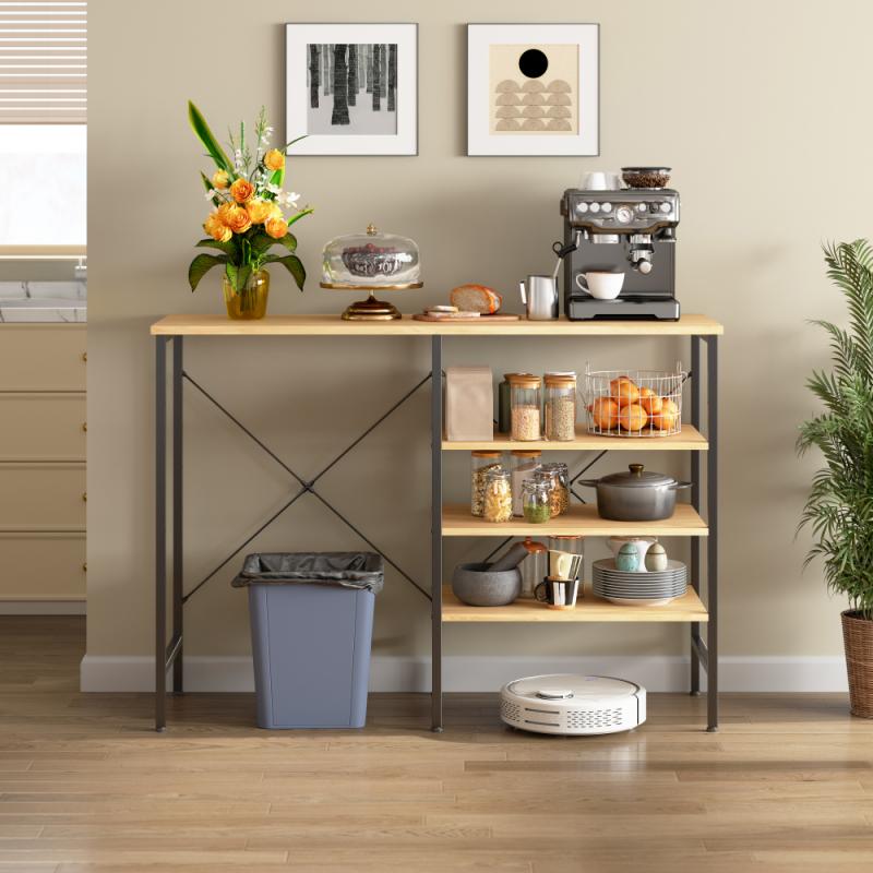 Mesa organizadora 120x40x85,5 cm, metal negro + tablero madera ...