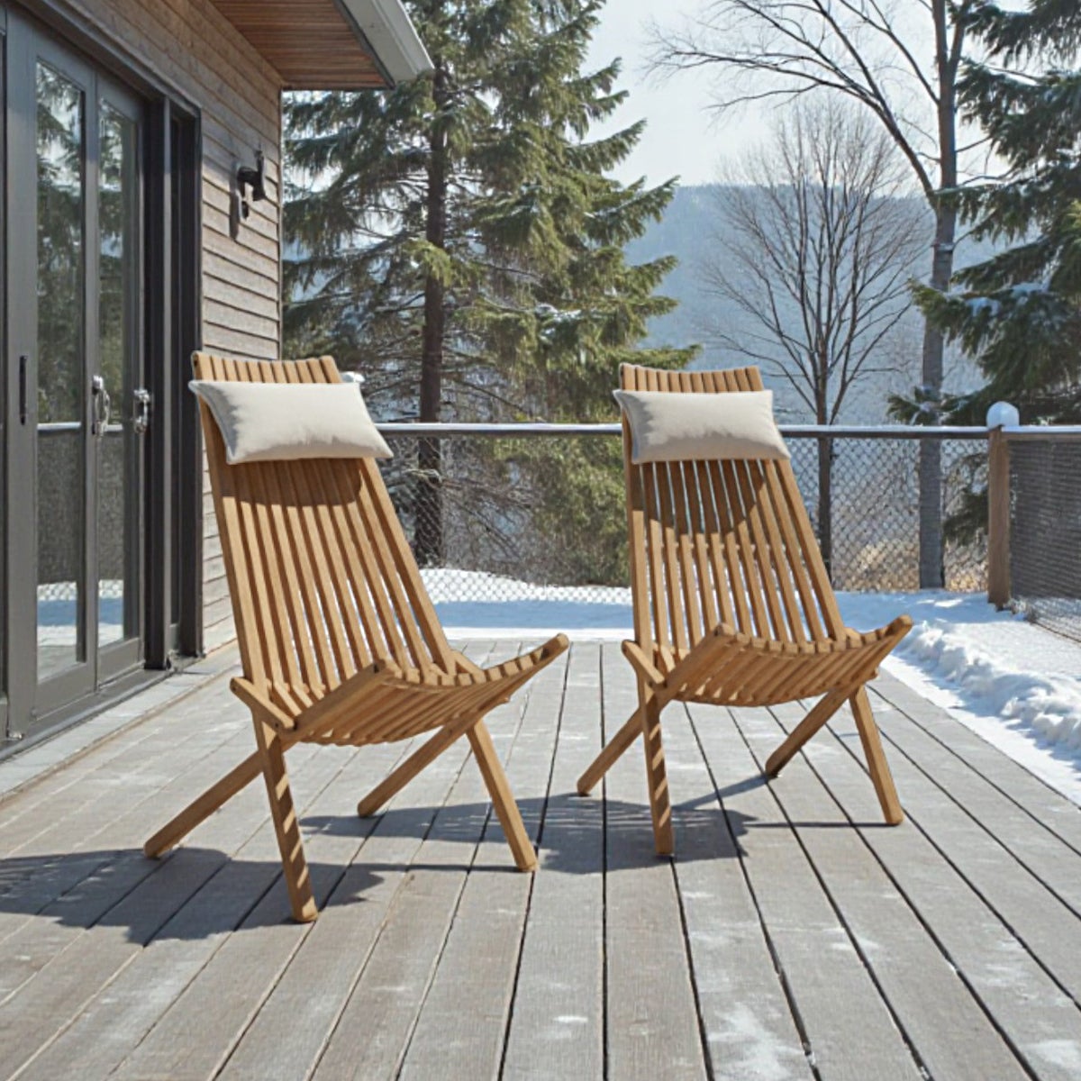 Chaises longues pliables en teck massif Santiago (lot de 2) | Leroy Merlin