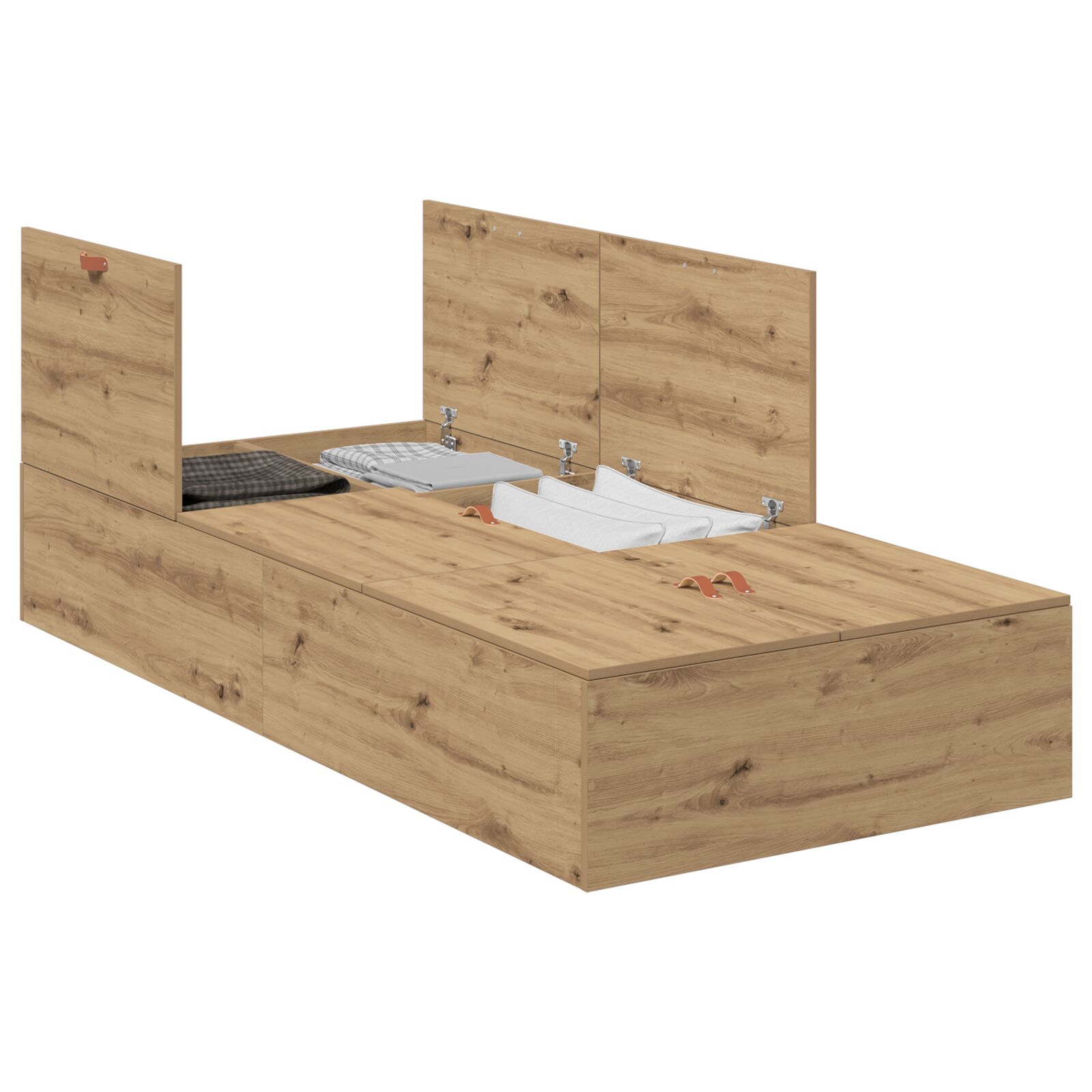Lit simple，Lit adulte，Cadre de lit de rangement en chêne artisan 90x200 ...