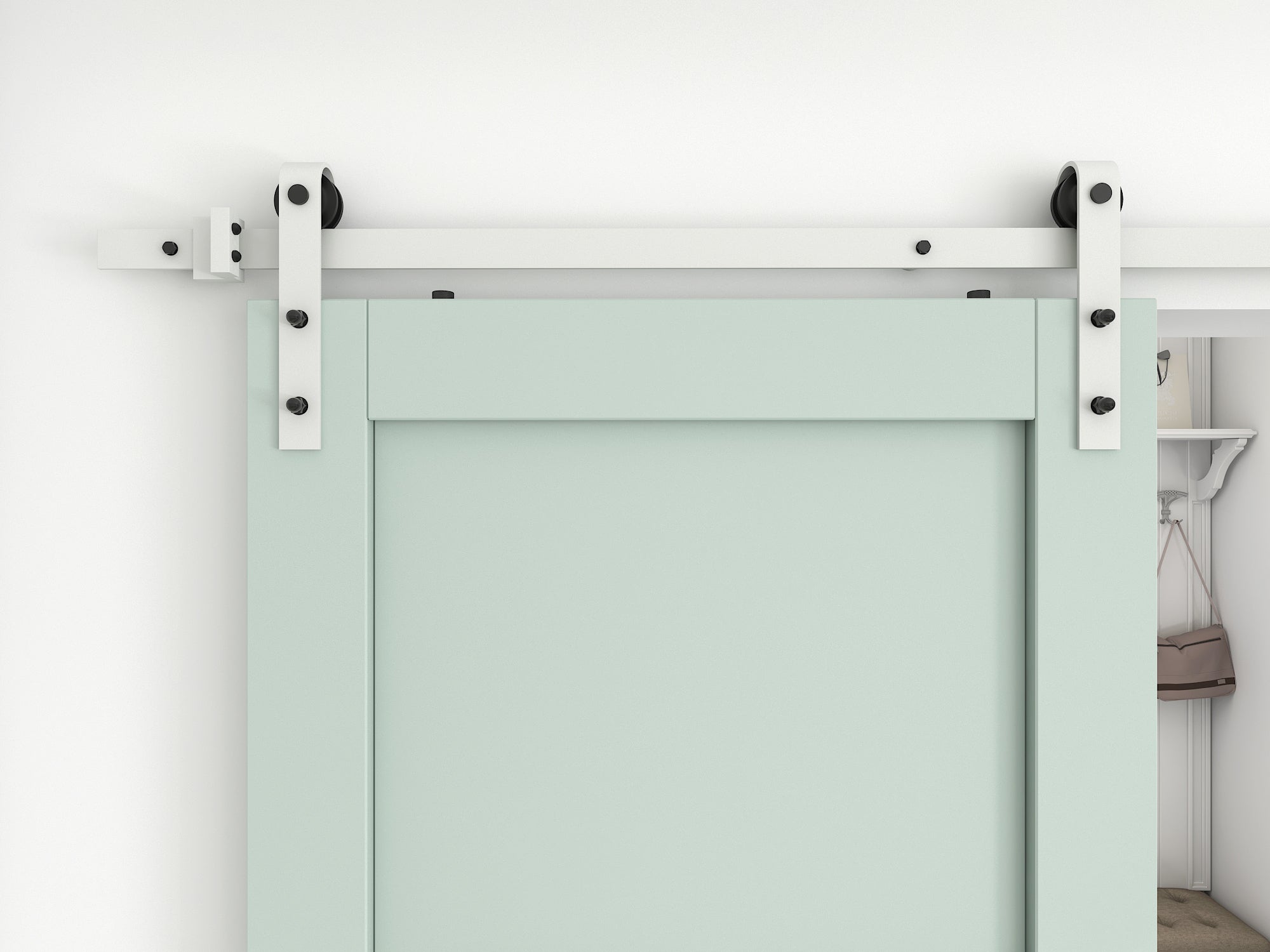 Wovar Système porte coulissante blanc avec rails - modèle droit complet ...