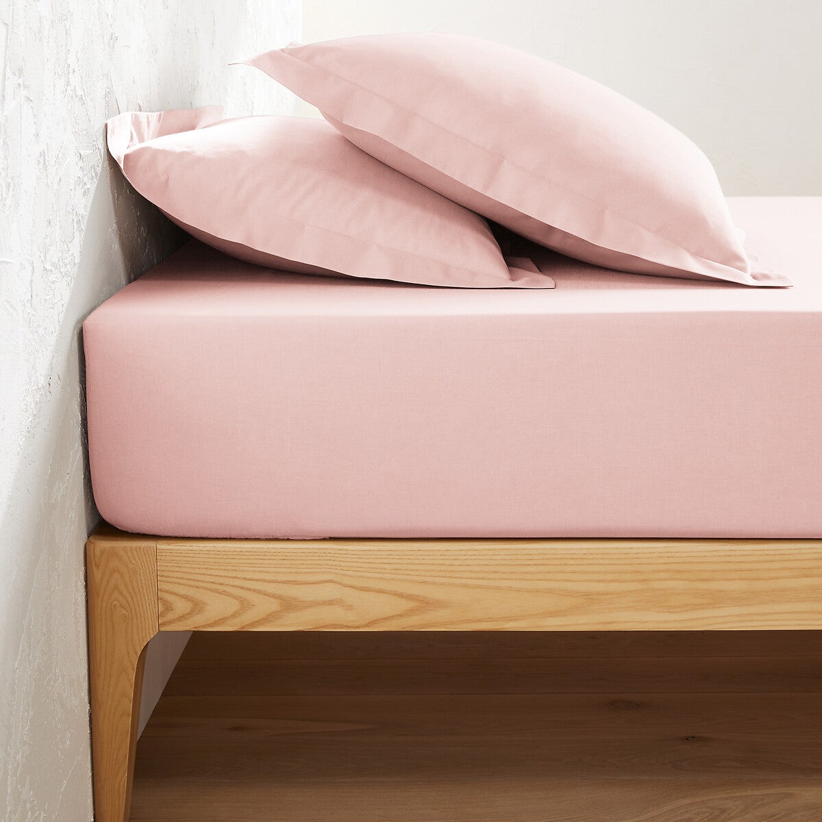 Drap housse en coton bonnet 25 cm, Scenario - Rose pétale - 140 x 190 ...