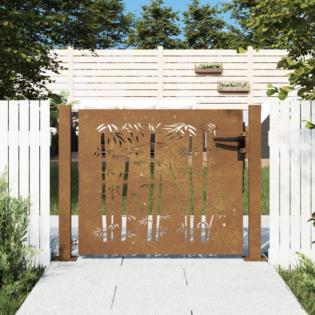 Portail de jardin 105x80 cm acier corten design de bambou | Leroy Merlin Portail de jardin 105x80 cm acier corten design de bambou | Leroy Merlin