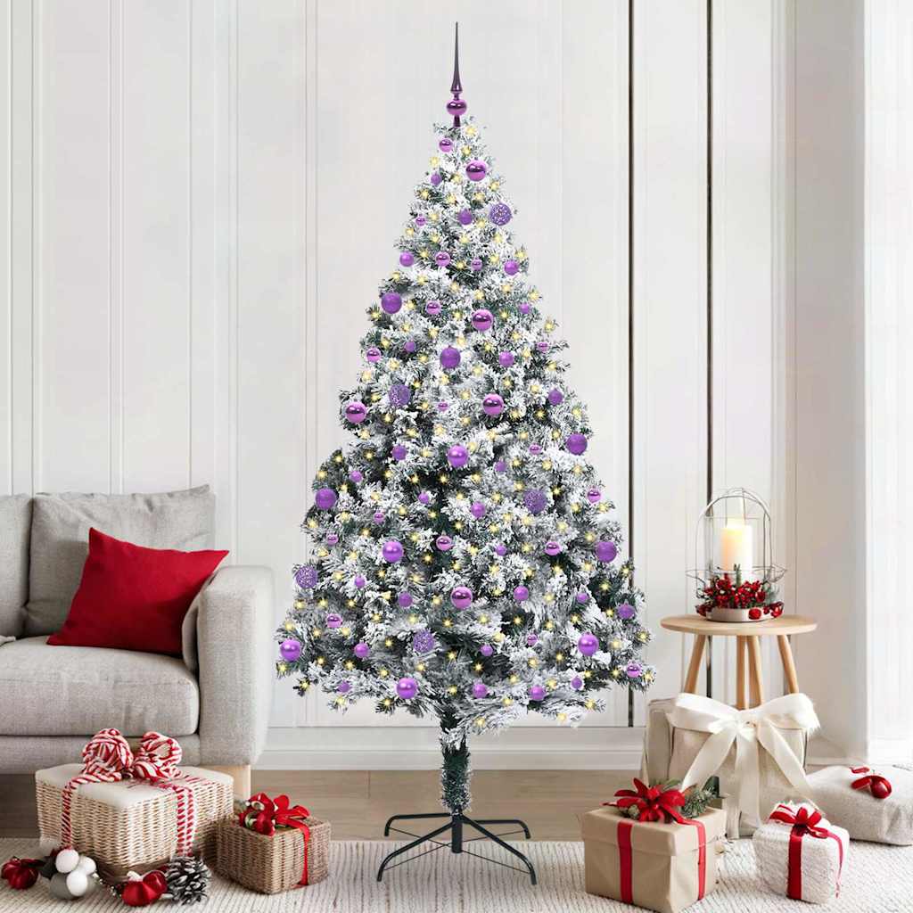 Sapin de Noël artificiel Blanc 210 cm PVC, Acier et Plastique | Leroy Merlin