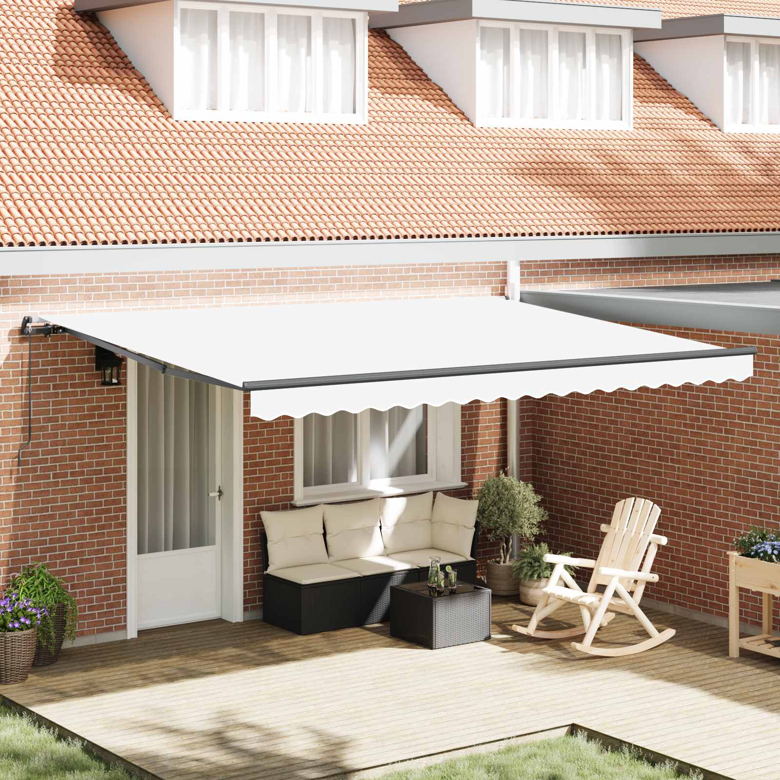 Maison Exclusive - Toldo retráctil Blanco 450 x 350 cm Poliéster y ...