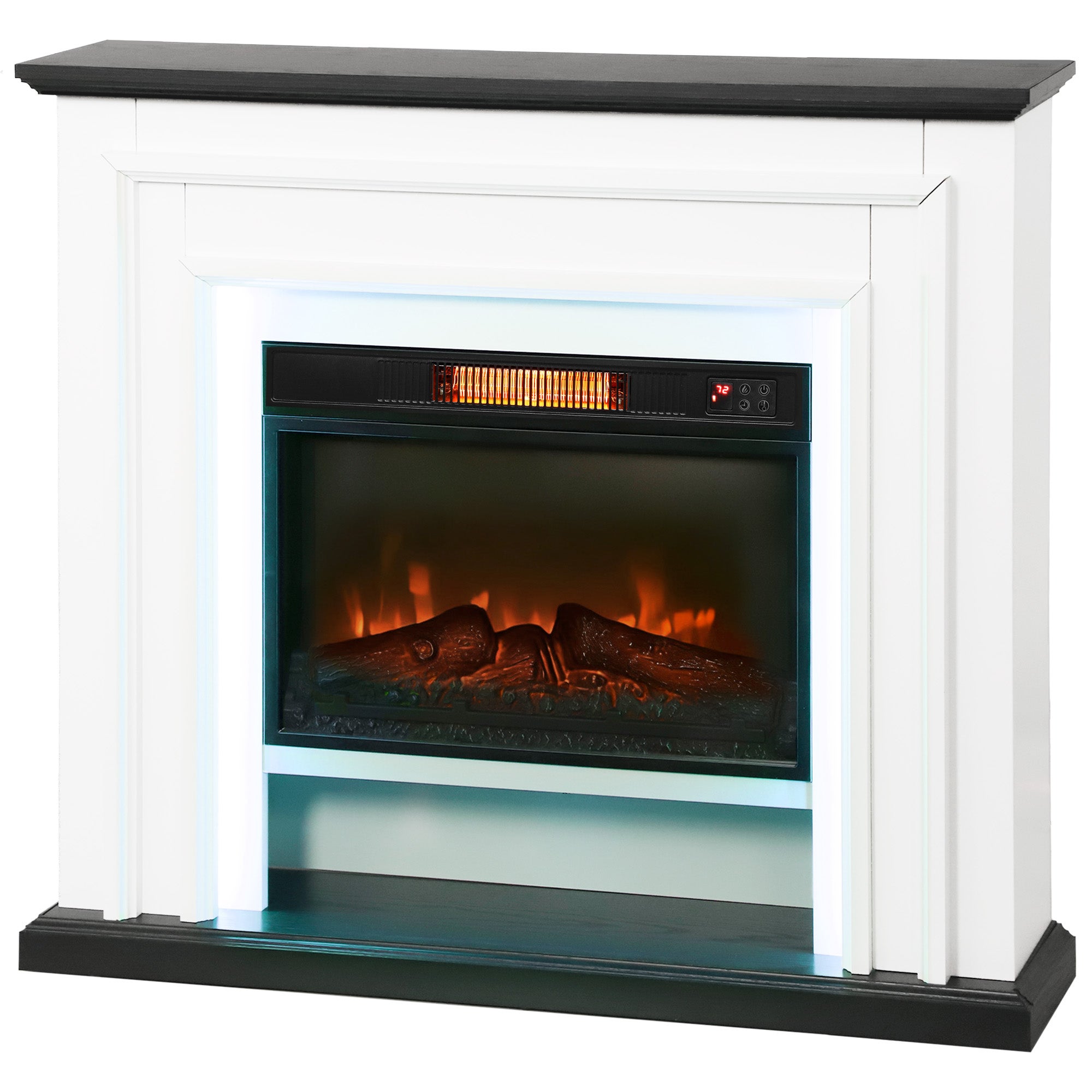 Cheminée électrique 1800W, fausse cheminée décorative lumières LED RGB ...