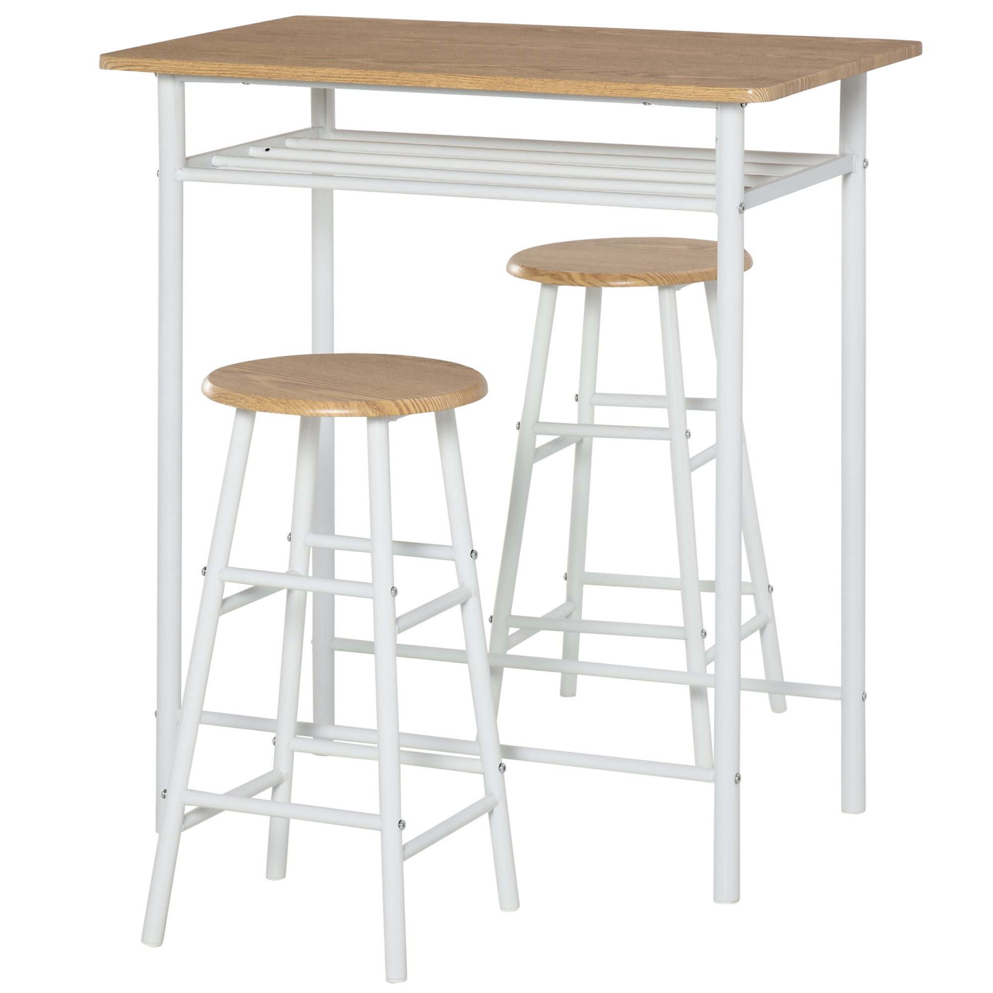 Ensemble Bartisch 3 pièces avec 2 Tabourets, Table de Bar avec Espace ...