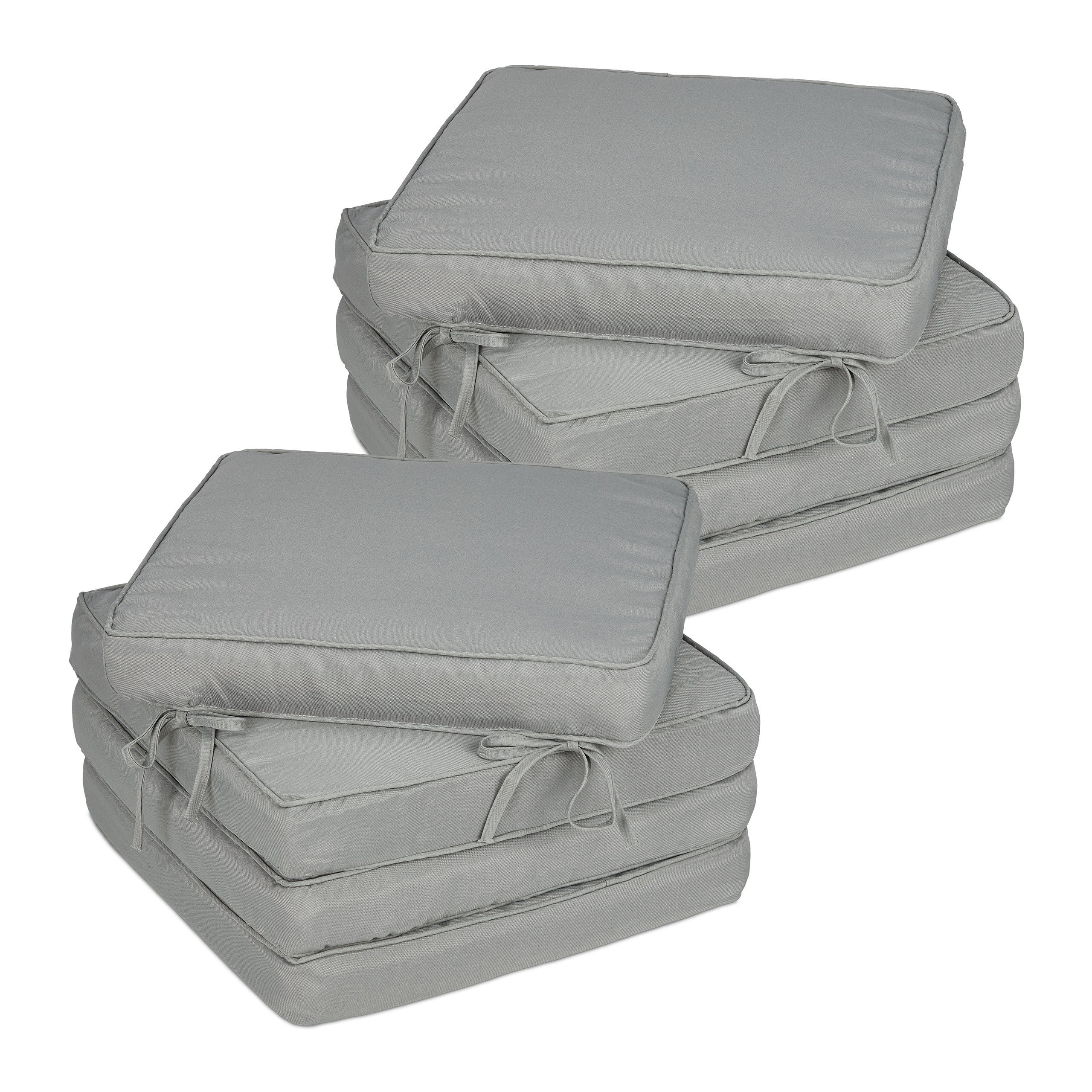 8x Coussin de chaise, 40x40 cm, bandes, épais, intérieur, extérieur ...