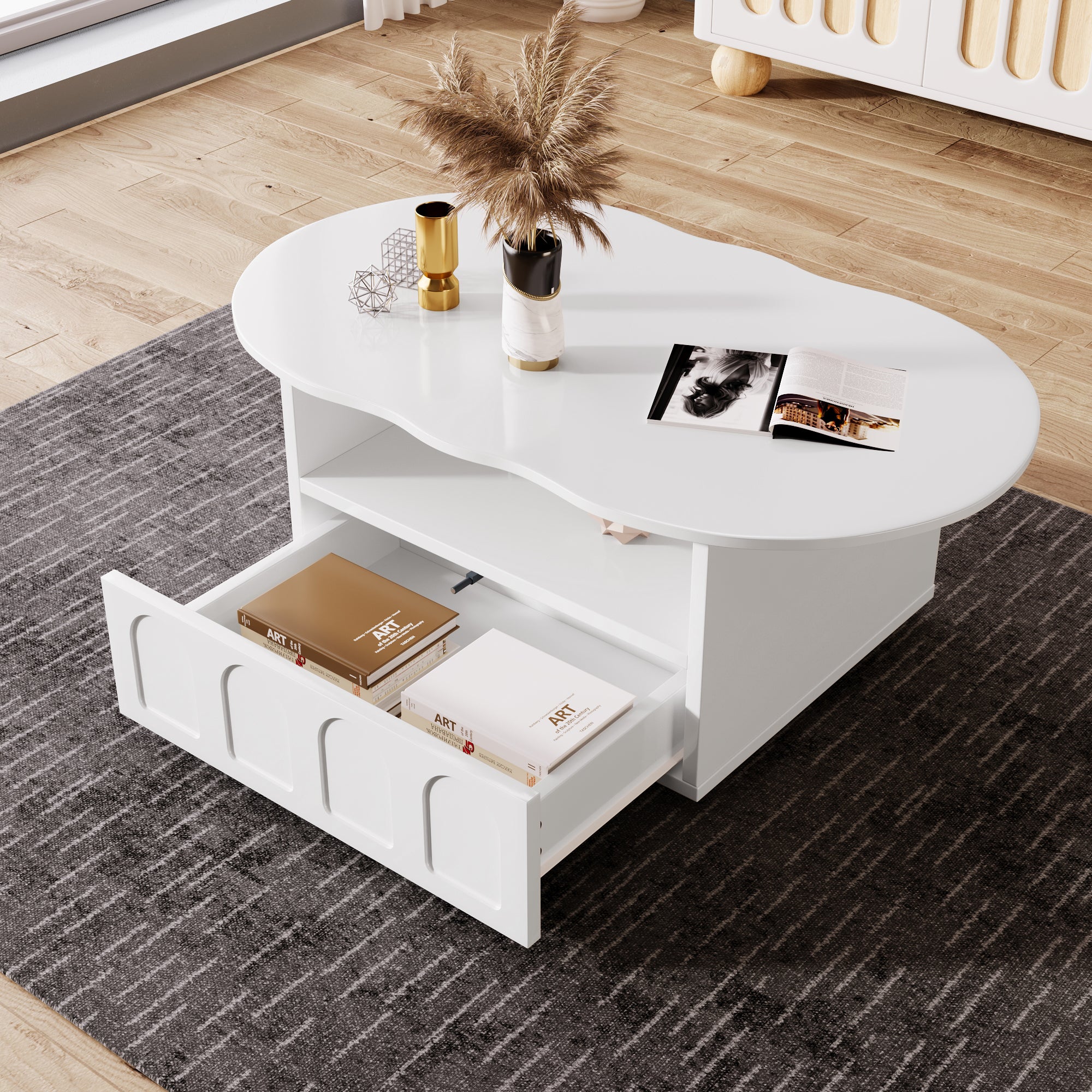 Table basse nuage tiroirs compartiments rangement salon | Leroy Merlin