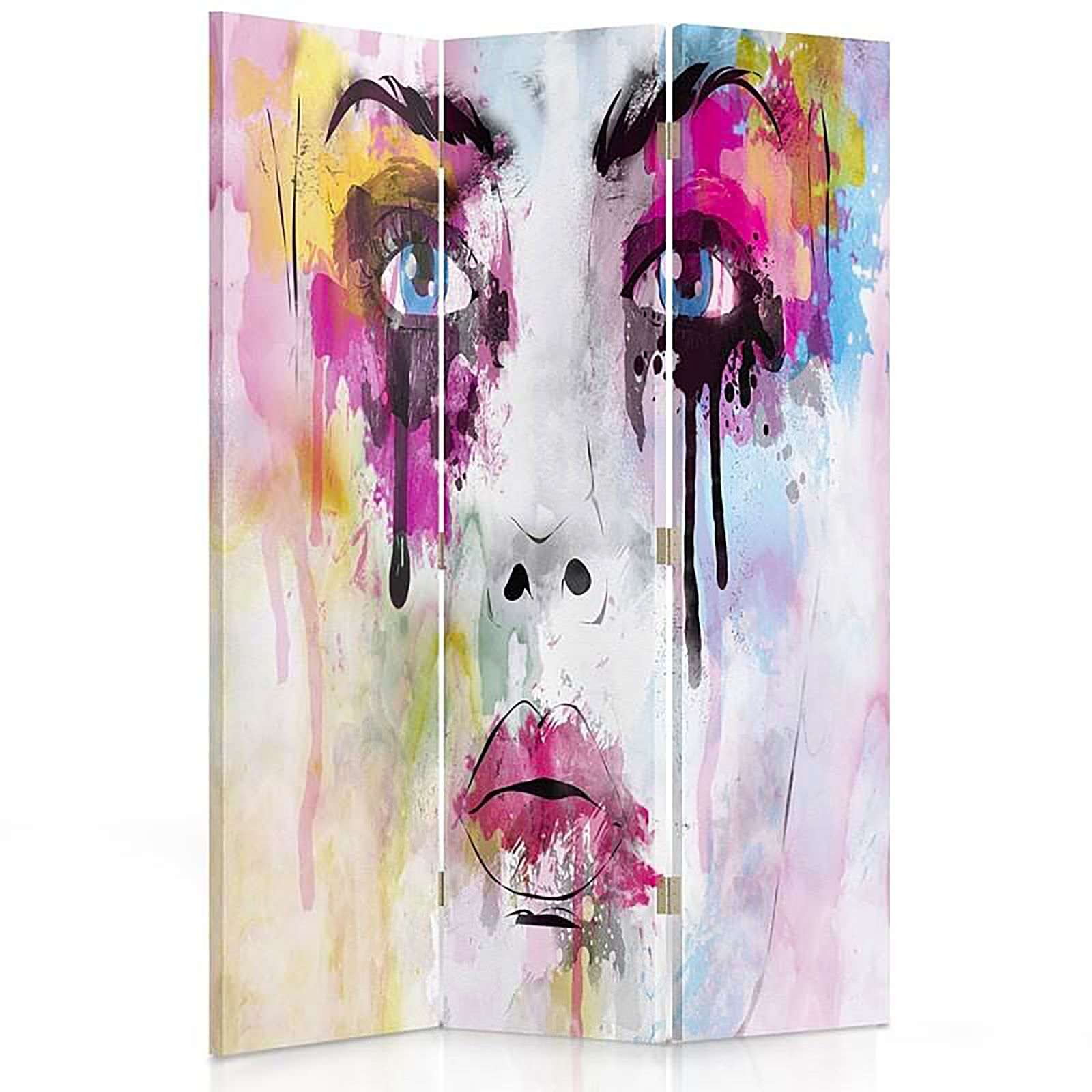Paravent Design Visage Artistique à Taches Colorées - 110 x 150 cm - 2 ...