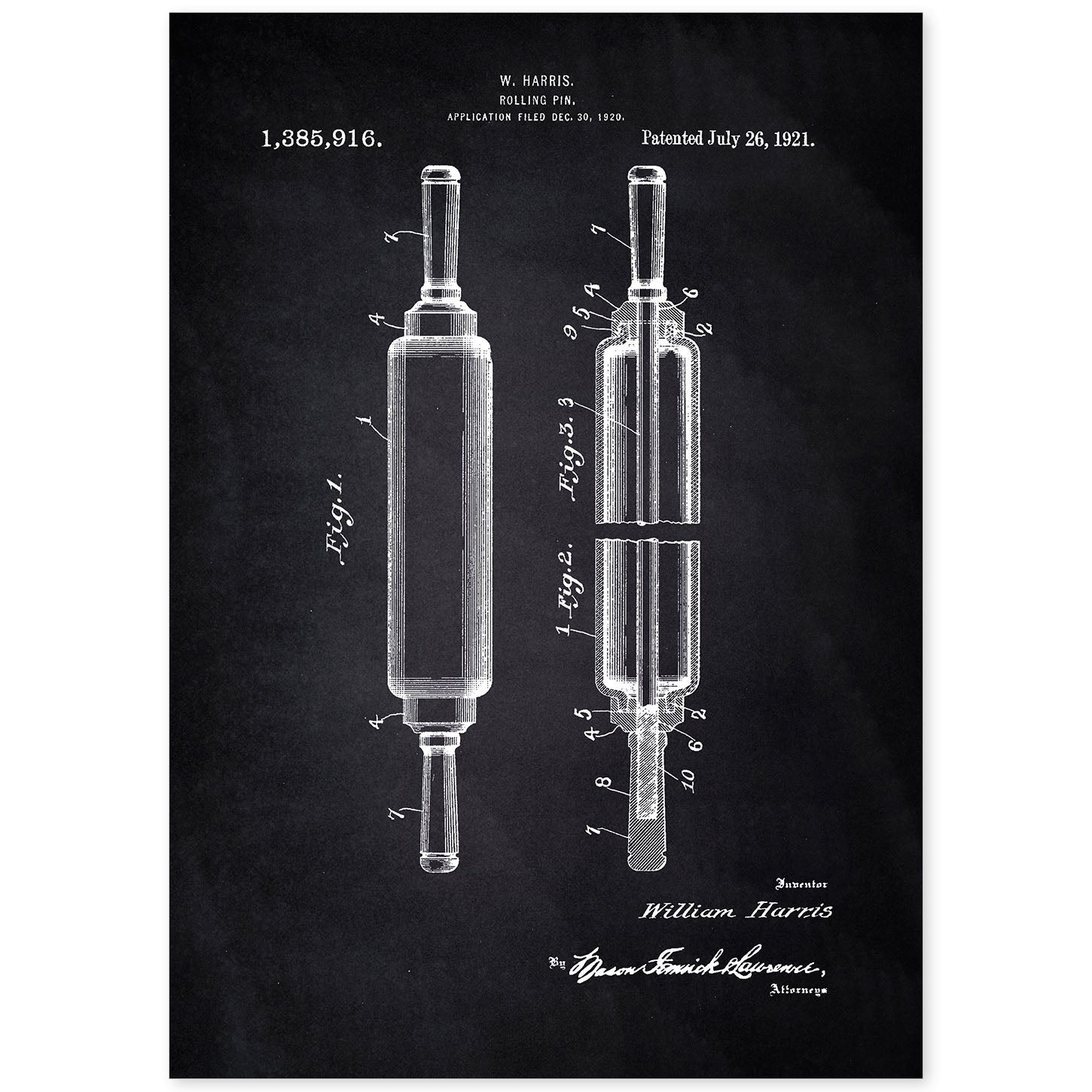 Affiche De Brevet À Rouleaux De Cuisine. Perte Avec Old Patent Design ...