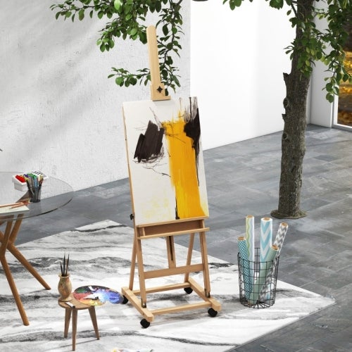 Caballete de artista ajustable en altura, con 4 ruedas, natural | Leroy ...