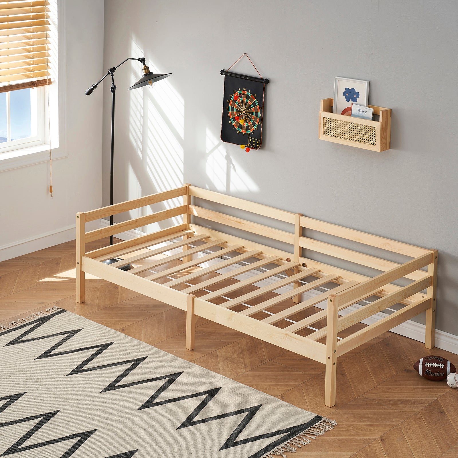 Structure de Lit Simple Style Scandinave - 90x190 cm - Couleur Bois ...