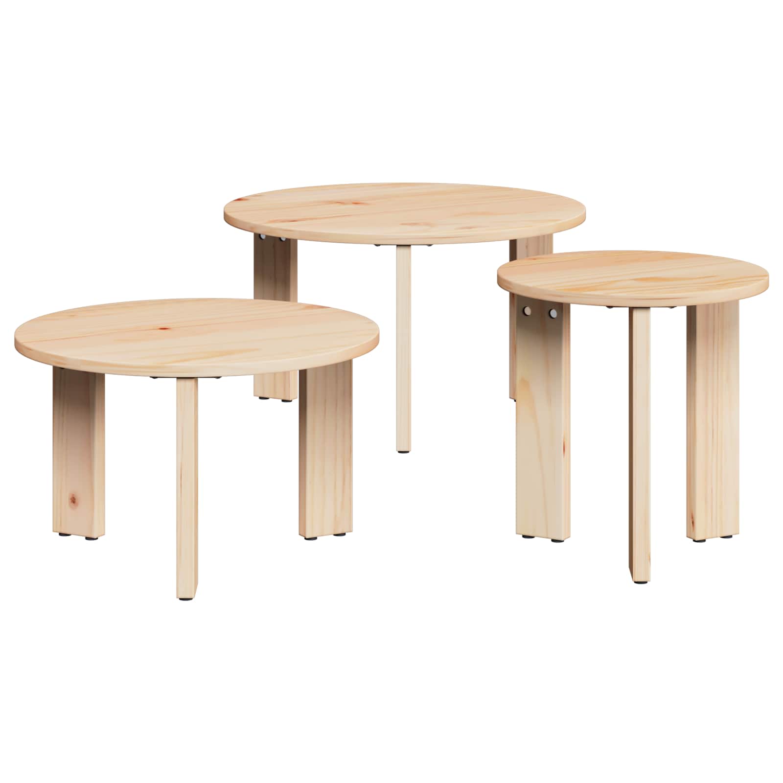 Table basse 3 pcs | Table d'appoint | Table de salon Naturel Bois ...