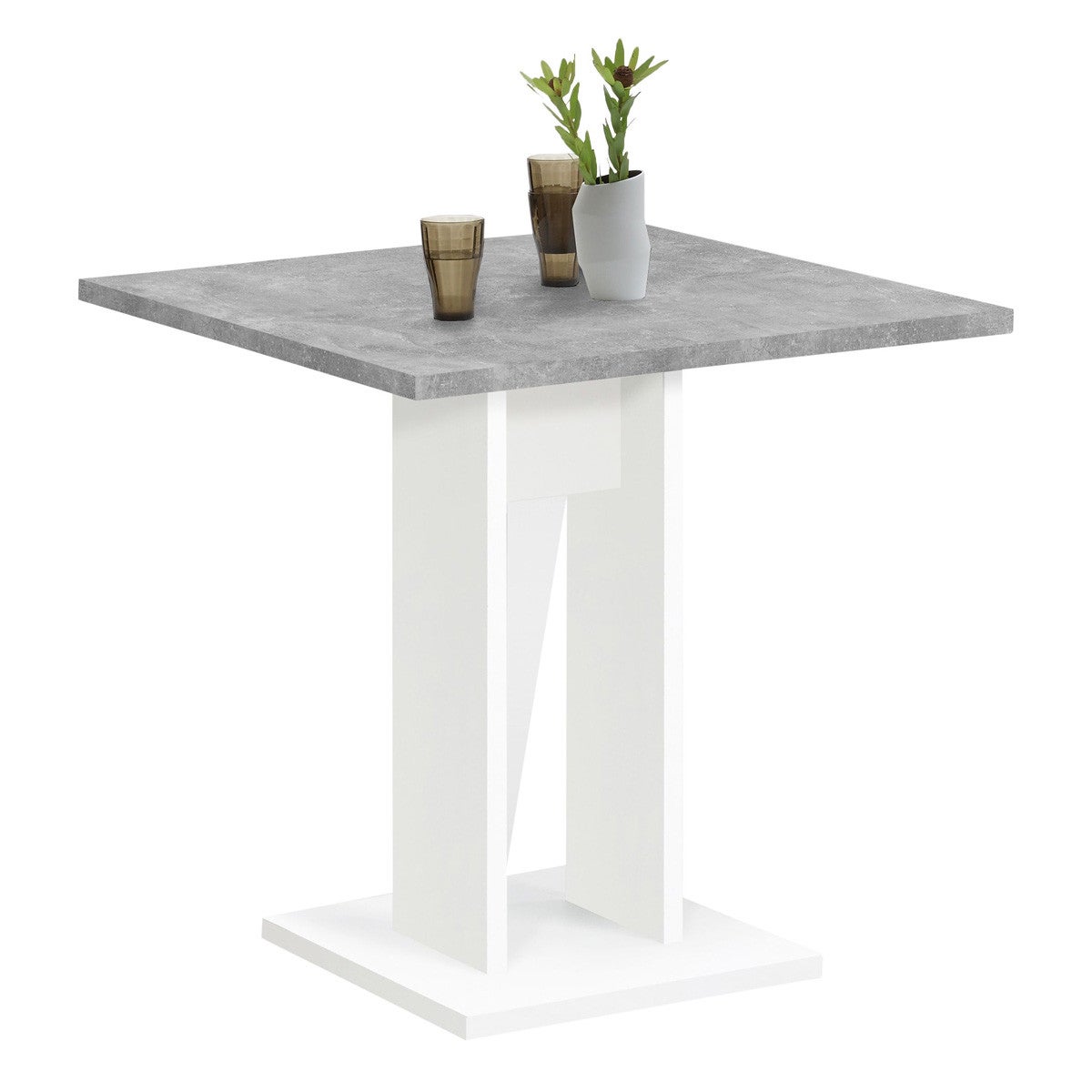 Table de Repas Design "Sanary" 77cm Blanc & Gris | Leroy Merlin