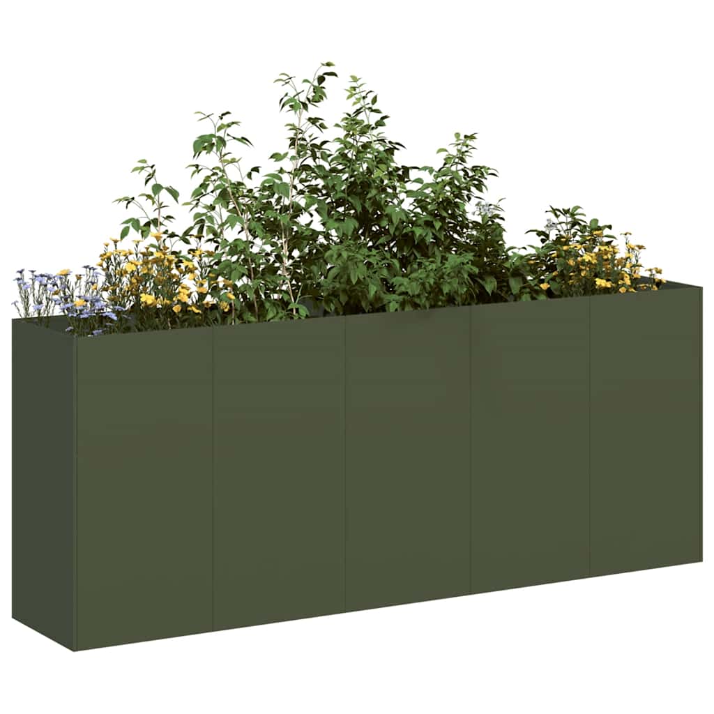 Jardinière，Pot de Fleurs vert olive 200x40x80 cm acier laminé à froid ...
